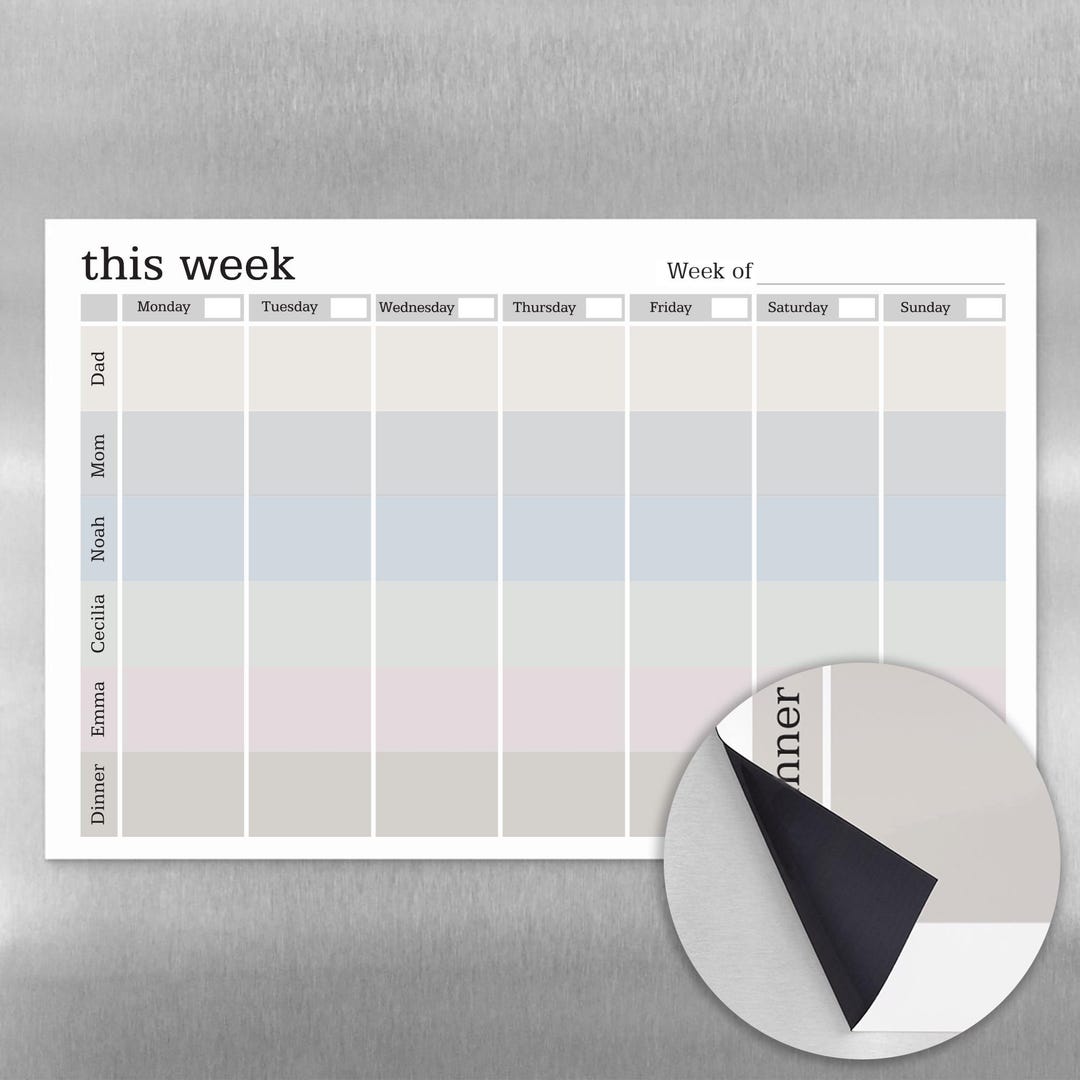 Dry Erase Magnetic Weekly Calendar // Wipe off Weekly Calendar ...