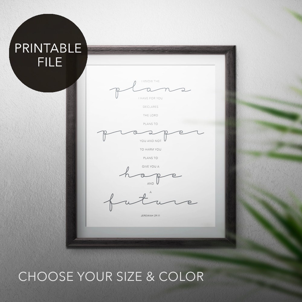 Printable Art Jeremiah 29:11 // Inspirational Wall Art // | Etsy