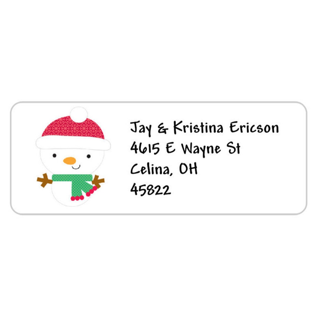 Choose 30-600 Labels Snowman Santa Christmas Card Return Address ...