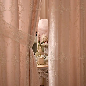 Gorgeous Pink Georgette Curtain With Fine Italian Lace From the ...