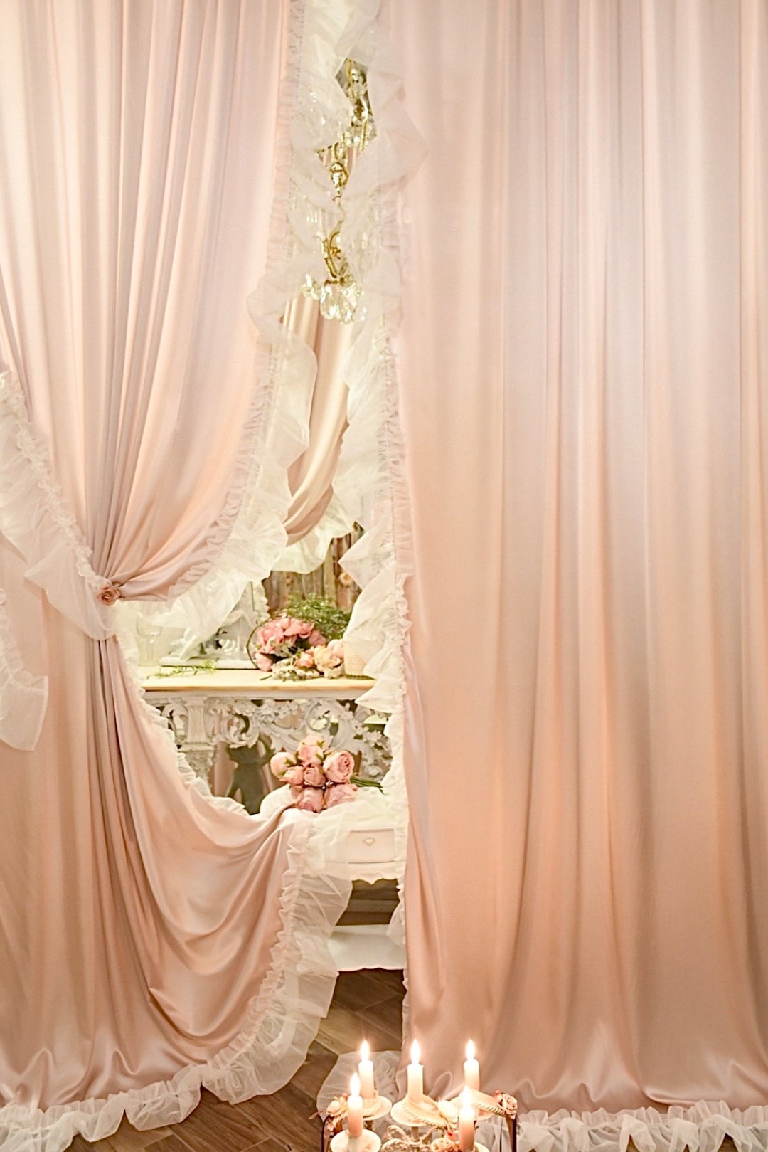 Pair of Pink Georgette Curtains “bridgerton” Style - Etsy UK