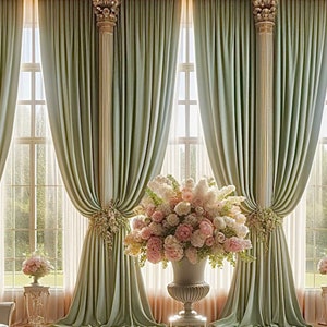 Sage Green Italian Georgette Curtain Italian Luxury - Etsy UK