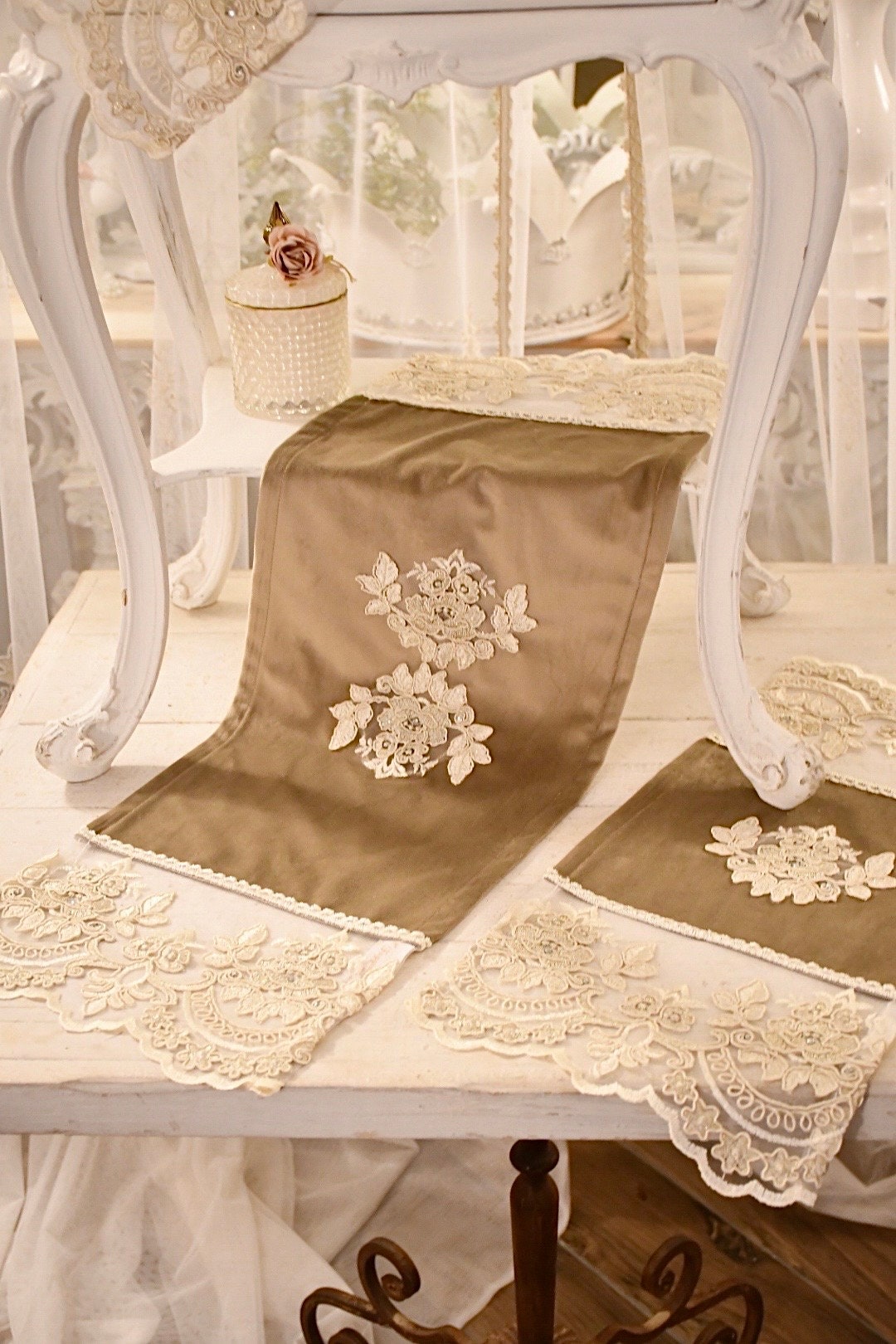 Wonderful Trio of Bronze/gold Mini Velvet Doilies and claire Lace - Etsy