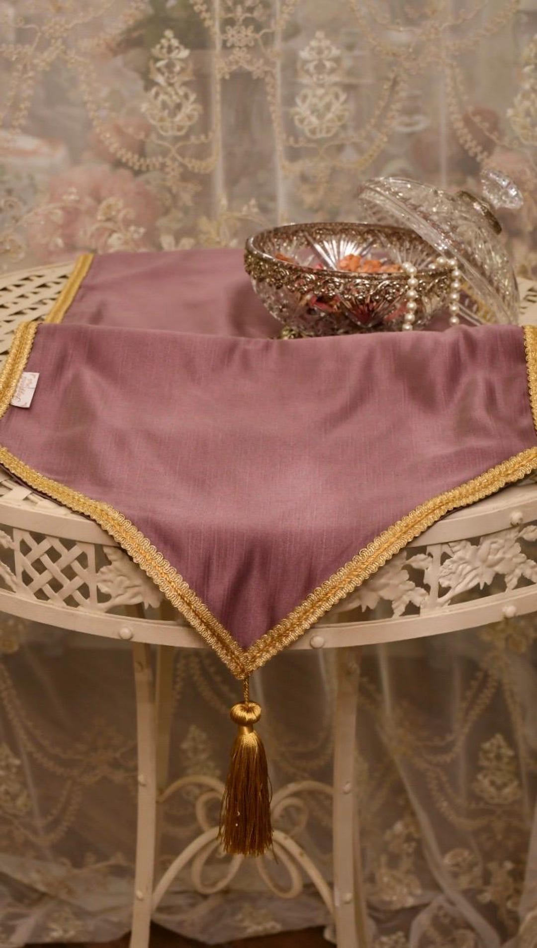 “viola Cattedrale” Runner With Gold Lurex Trimmings and Bows - Etsy
