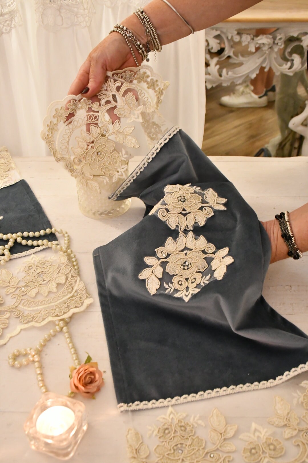 Wonderful Trio of Mini Blue Velvet Doilies and “claire” Lace - Etsy