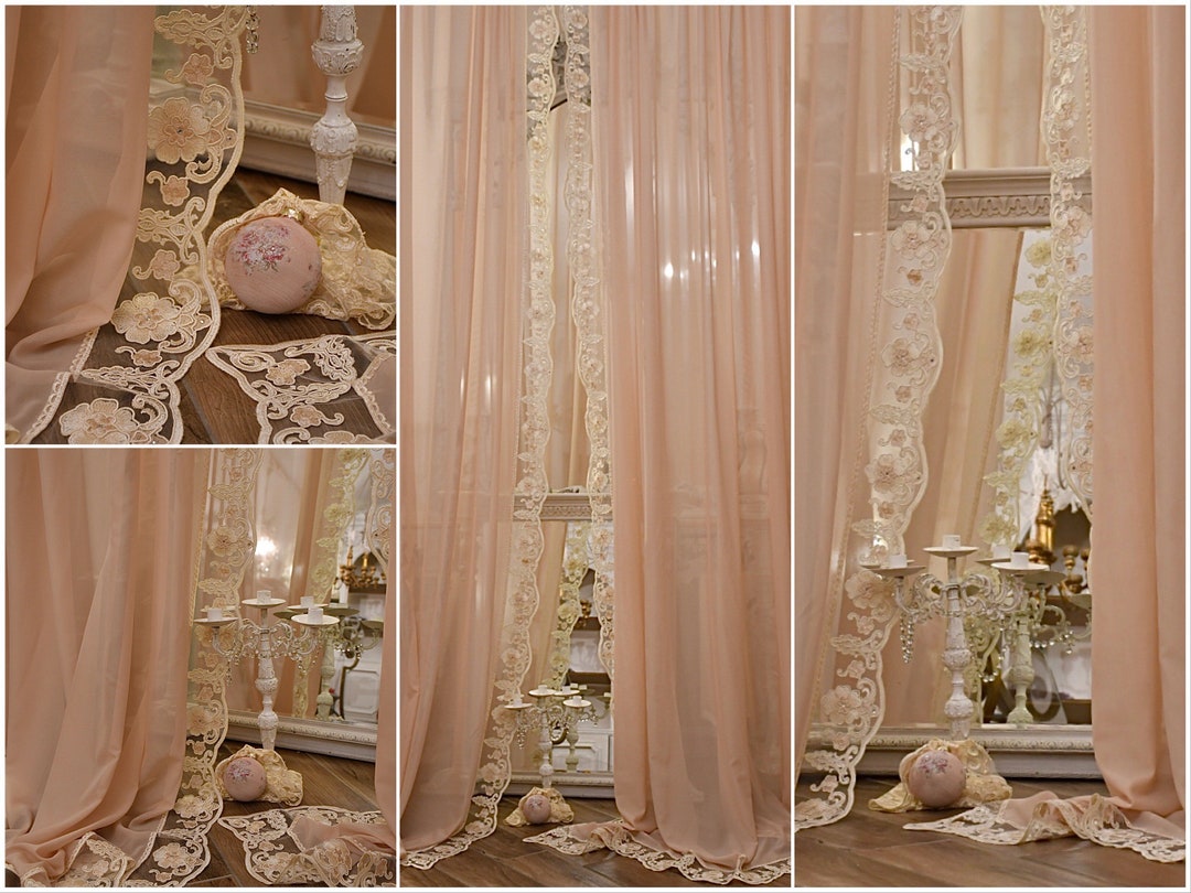 Pair of Curtains in Georgette and maria Cecilia Lace - Etsy