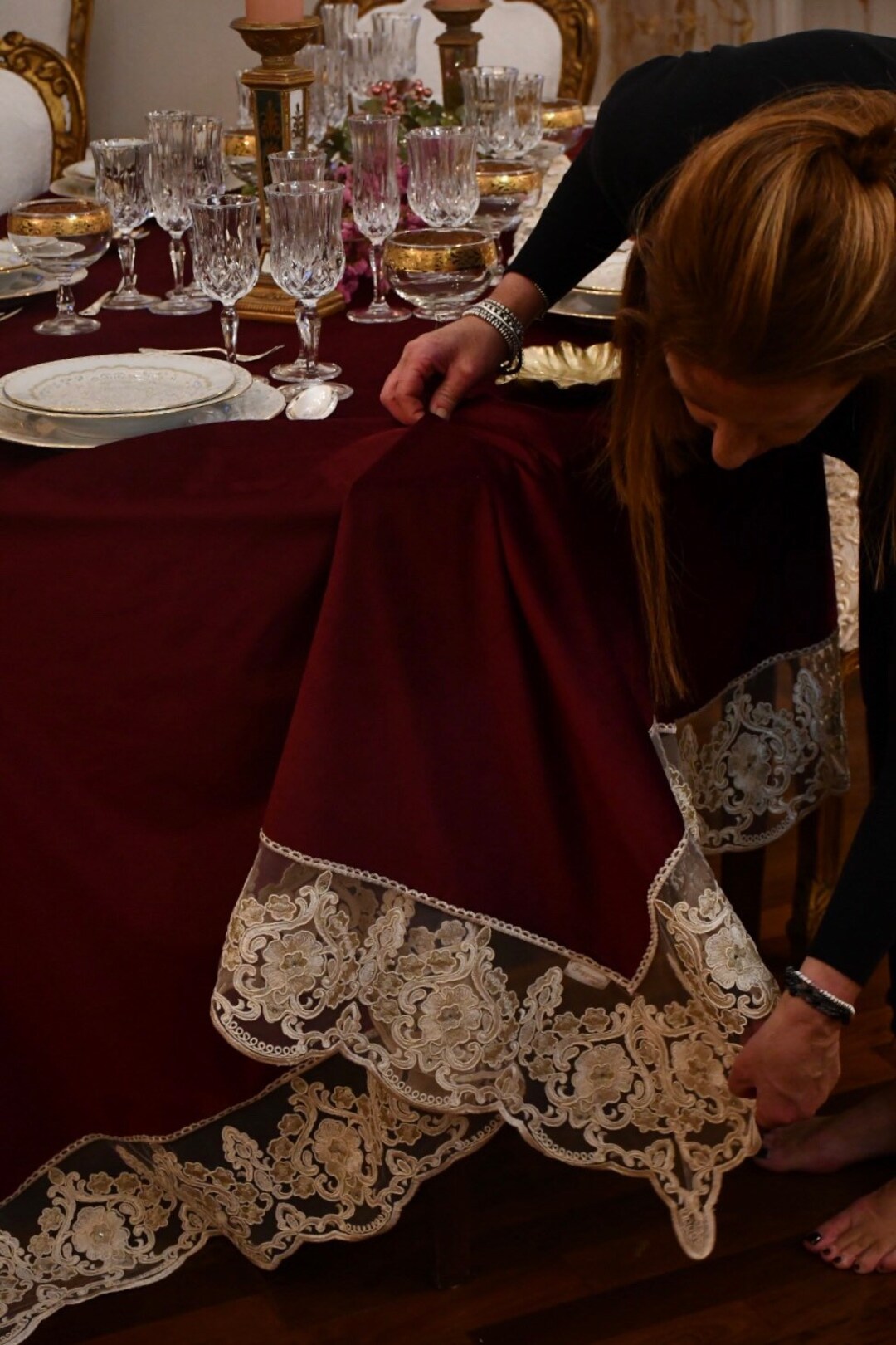 Luxurious Velvet Tablecloth and Precious Lace - Etsy