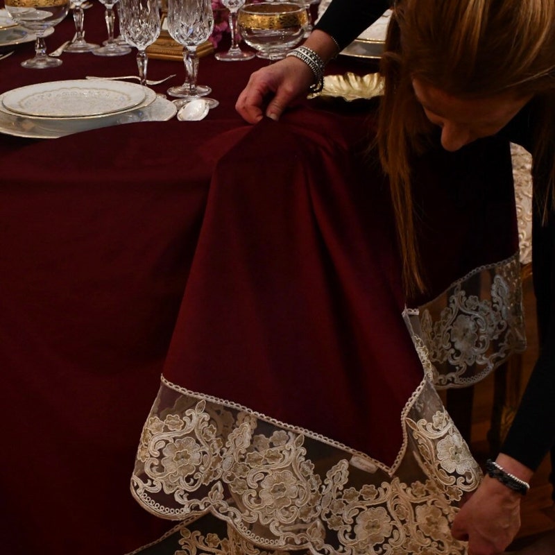 Burgundy Tablecloth - Etsy