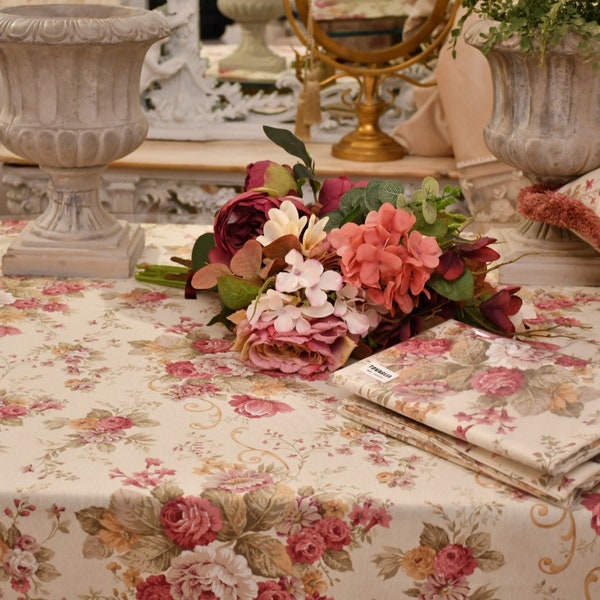 Pink Roses Vintage Tablecloth - Etsy
