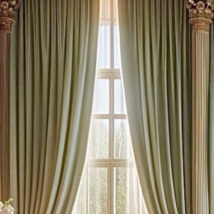 Sage Green Italian Georgette Curtain Italian Luxury - Etsy UK