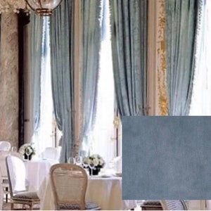 Pair of Intense Powder Blue Velvet Curtains With Precious - Etsy