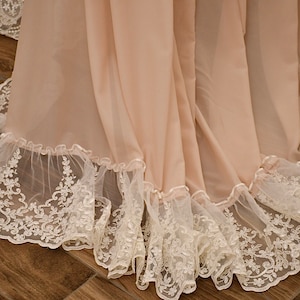 Complete Curtain Set in Pink Georgette and Precious Italian Lace ...