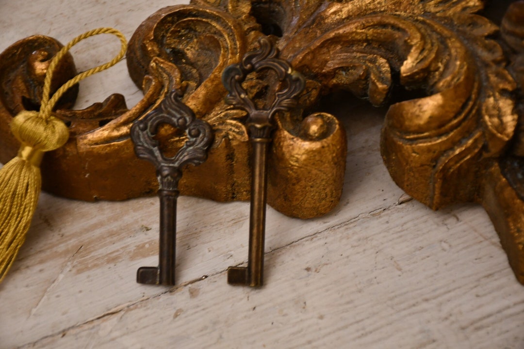 20th Century Italian Burnished Brass Key With Volute - Etsy