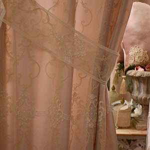 Gorgeous Pink Georgette Curtain With Fine Italian Lace From the ...