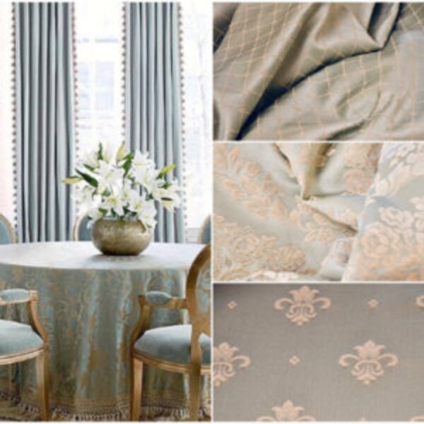 Blue Damask Fabric - Etsy