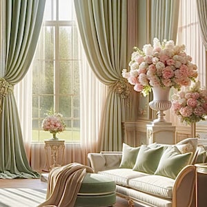 Sage Green Italian Georgette Curtain Italian Luxury - Etsy UK