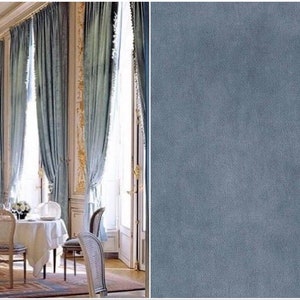 Pair of Intense Powder Blue Velvet Curtains With Precious - Etsy