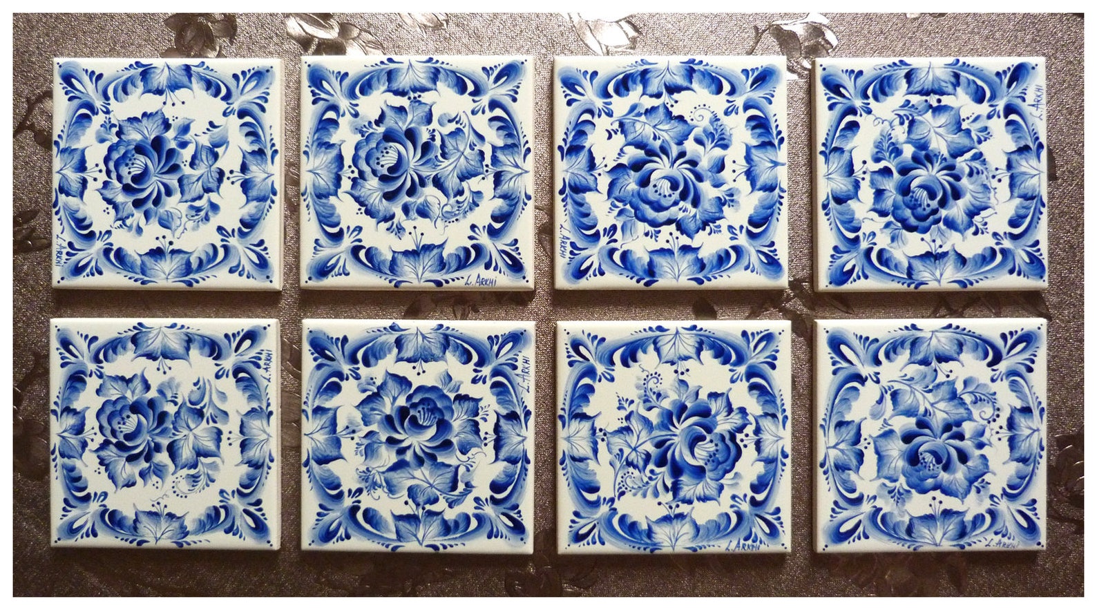 Hand Painted Tiles. Blue and White Ceramics. Fireplace. Bathroom ...