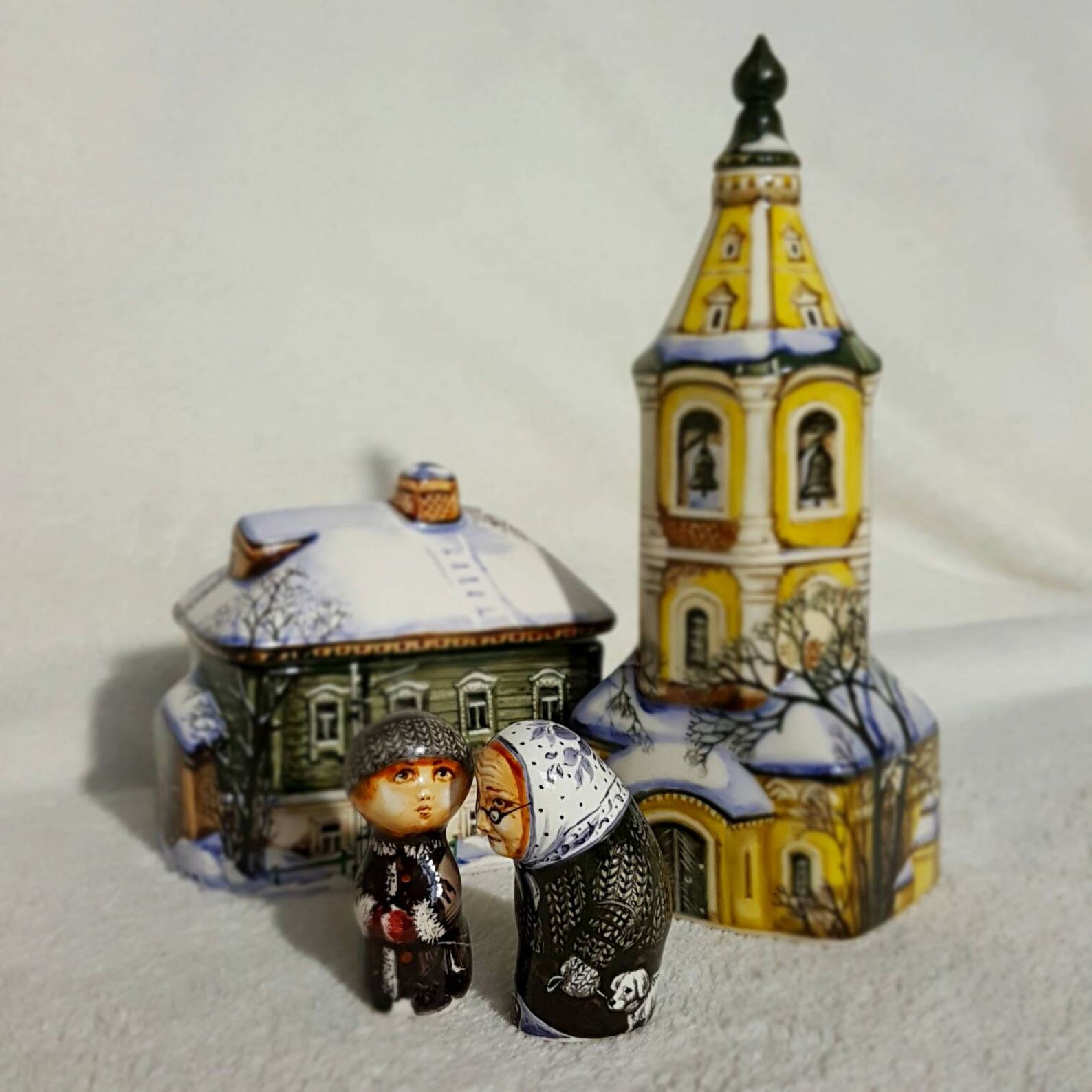 Porcelain Church Handmade Hand Painted Bell Tower Collection the City ...