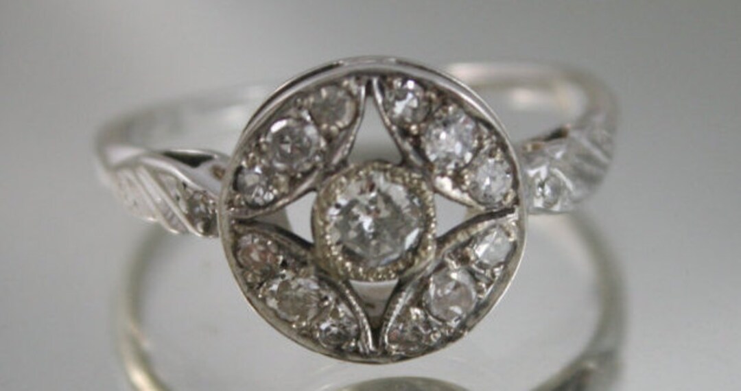 Antike echt Art Deco,18kt,750 Weißgold Ring Altschliff Diamanten ...