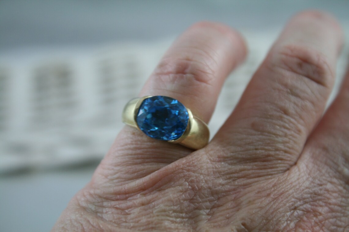 Vintage Solid 14k 575 Gold Ringhuge 5 Carat Natural Blue - Etsy