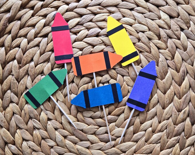 Crayon Cupcake Toppers - Set of 12, Art Party, Art Theme, Little Artist ...