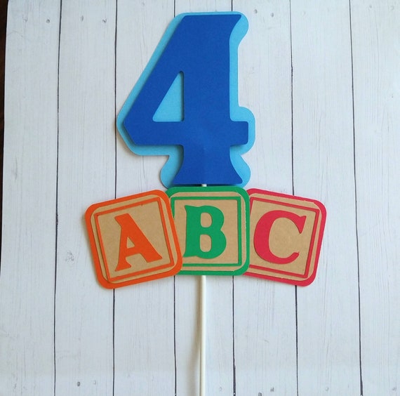 Age topper in ABC blocks theme, smash cake topper, 1st birthday by ...