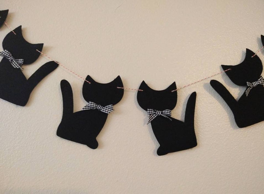 Halloween Farmhouse Banner, Black Cats Banner, Halloween Party Decor ...