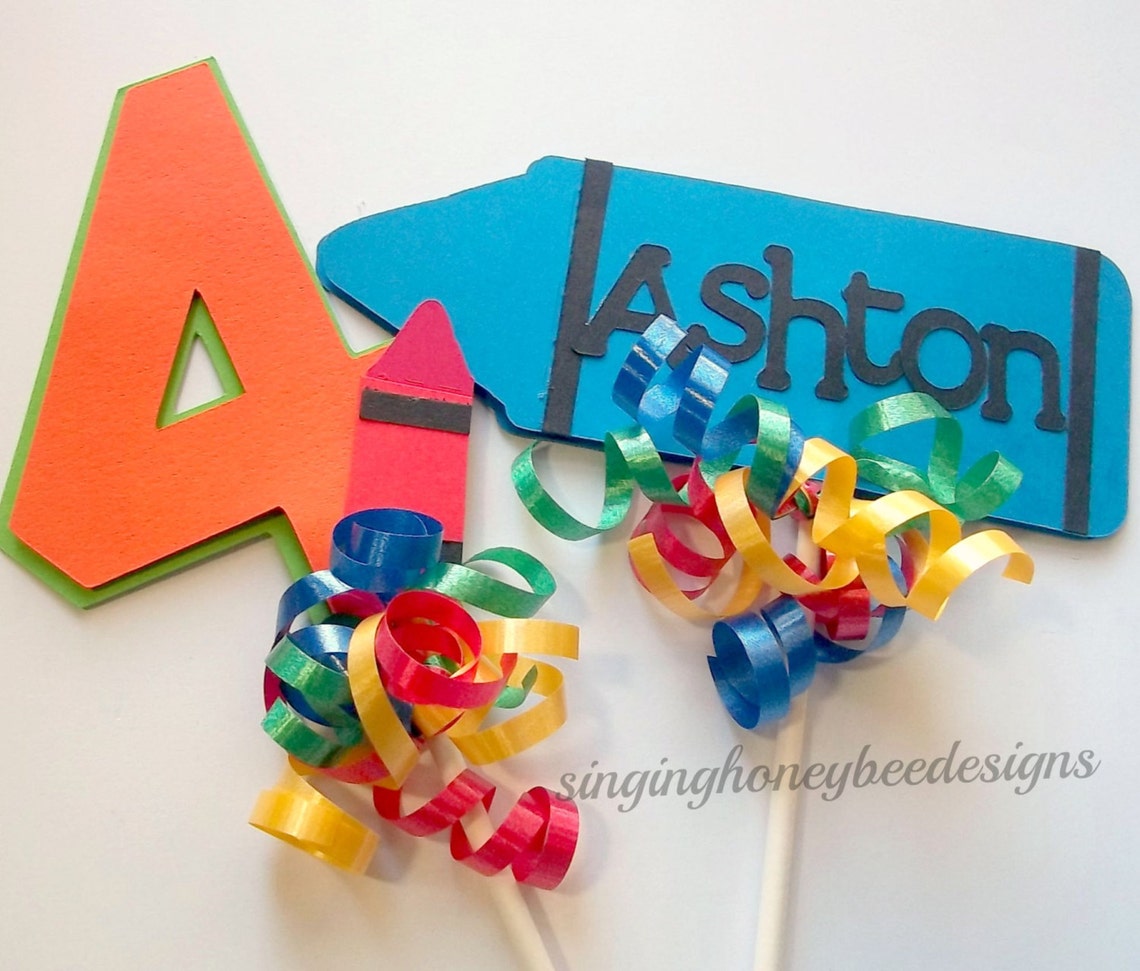 Color Crayon Cake Topper Set, Color Crayon Table Centerpiece, Color ...