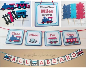All Aboard Train Banner Train Birthday Party Banner Train | Etsy