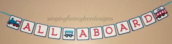 All Aboard train banner Train Birthday party banner Train | Etsy