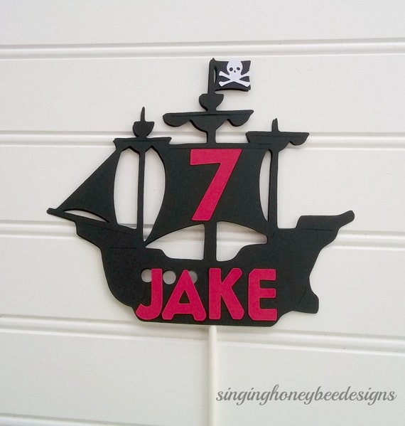 Topper de fiesta de cumpleaños de barco pirata personalizado - Etsy México