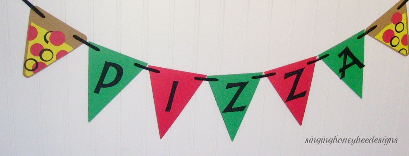 Pizza party banner pizza birthday party junk food party | Etsy