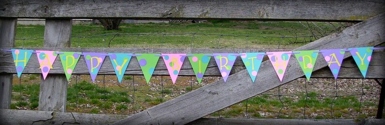 Polka dot banner happy birthday banner bright party banner | Etsy