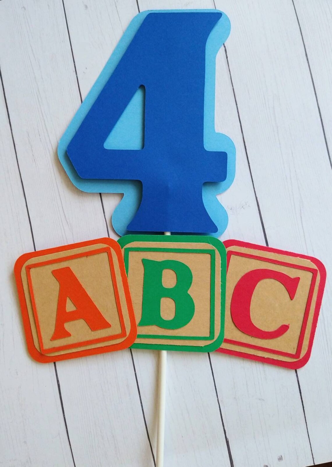 Age Topper in ABC Blocks Theme, Smash Cake Topper, 1st Birthday - Etsy