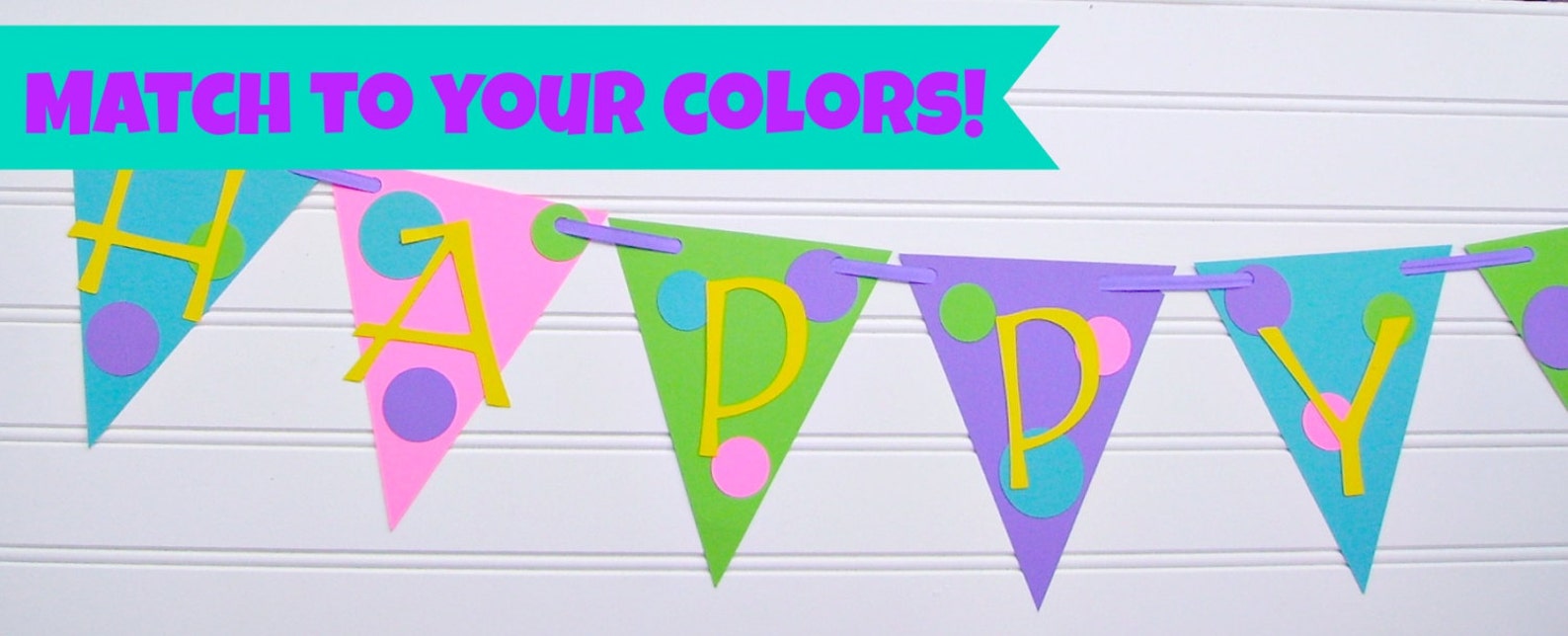 Polka dot banner happy birthday banner bright party banner | Etsy