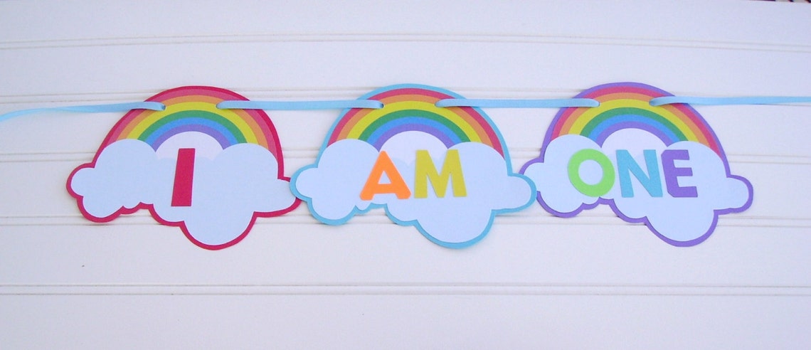 I Am One Rainbow Banner Rainbow 1st Birthday Banner Rainbow - Etsy