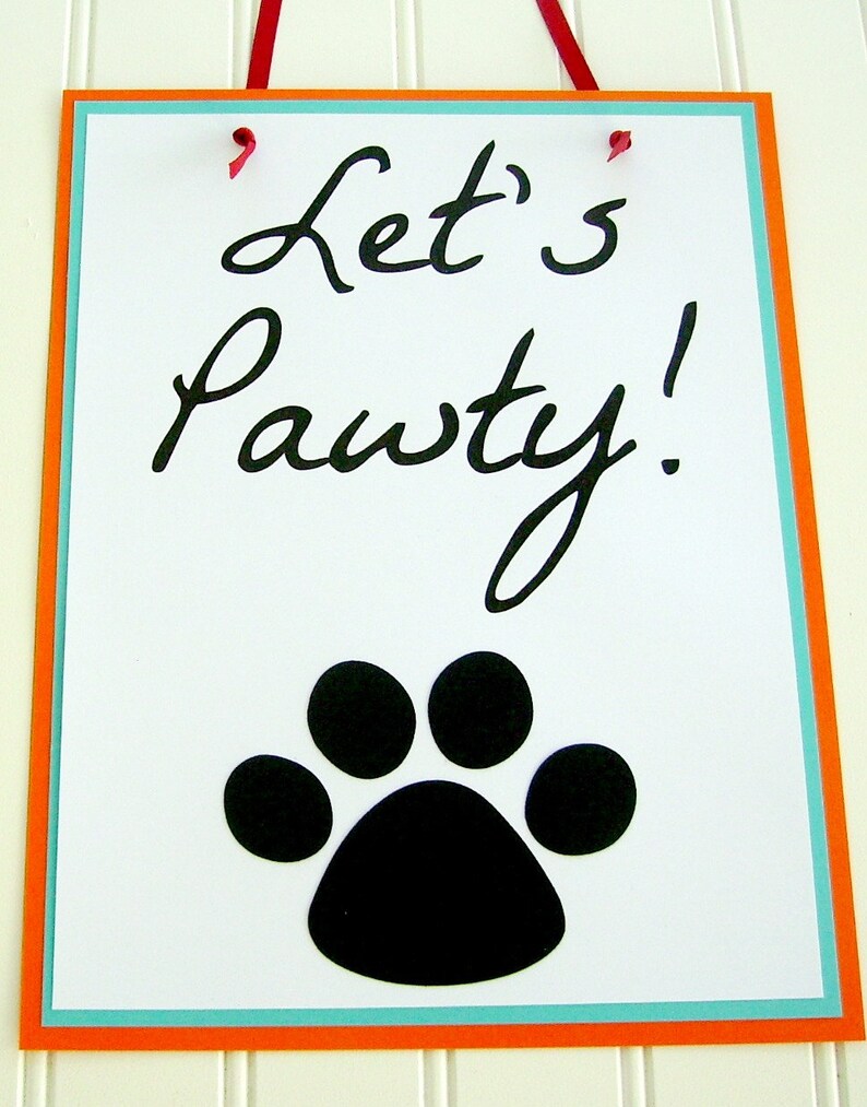 Let's Pawty sign Paw Print party sign Kitty birthday | Etsy