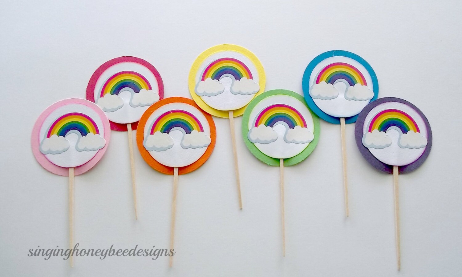 Rainbow Cake Toppers Rainbow Birthday Party Rainbow Baby | Etsy