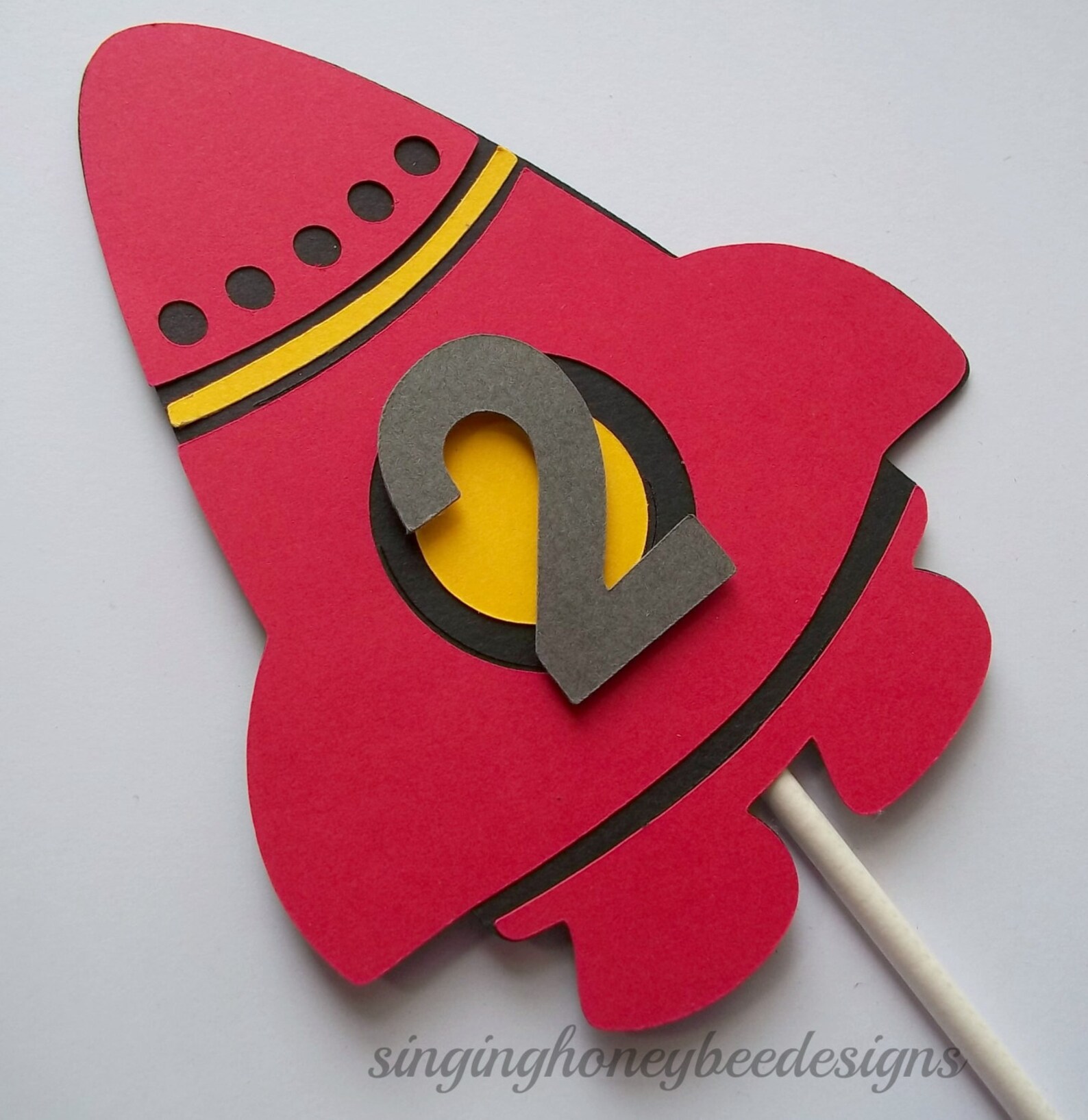 Blast off Birthday Spaceship Topper Rocket Ship Topper - Etsy