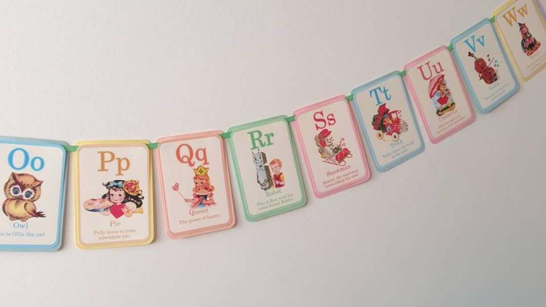 Alphabet Flash Cards Banner, Abc's 1st Birthday Banner, Abc's Birthday ...
