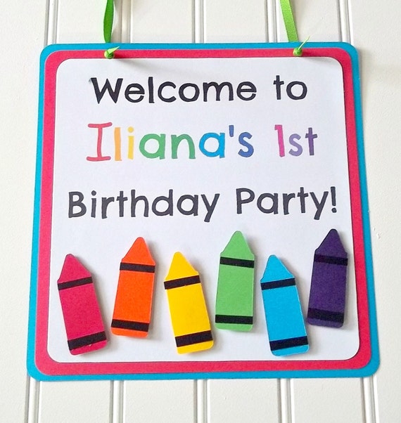 Color Crayon party door sign, Color Crayon birthday party, rainbow art ...
