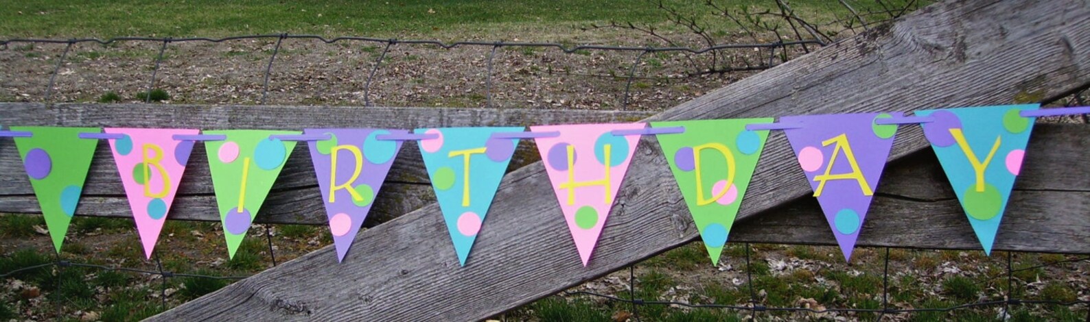 Polka dot banner happy birthday banner bright party banner | Etsy