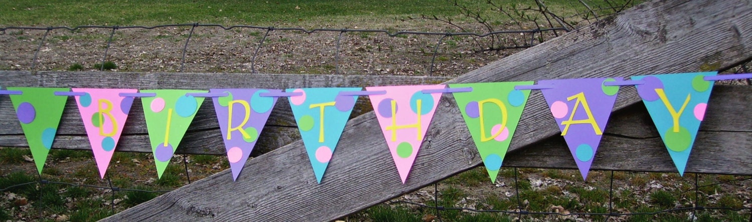 Polka dot banner happy birthday banner bright party banner | Etsy