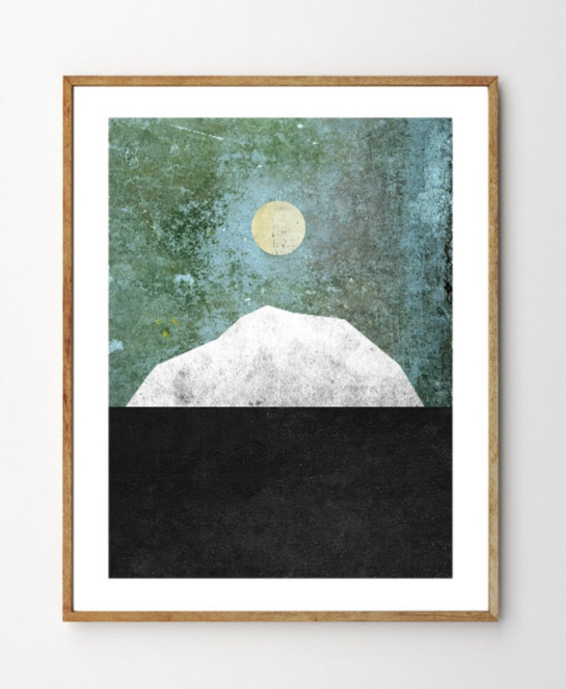 Cold Moon Iceberg Painting Mountain Art Print Nature - Etsy