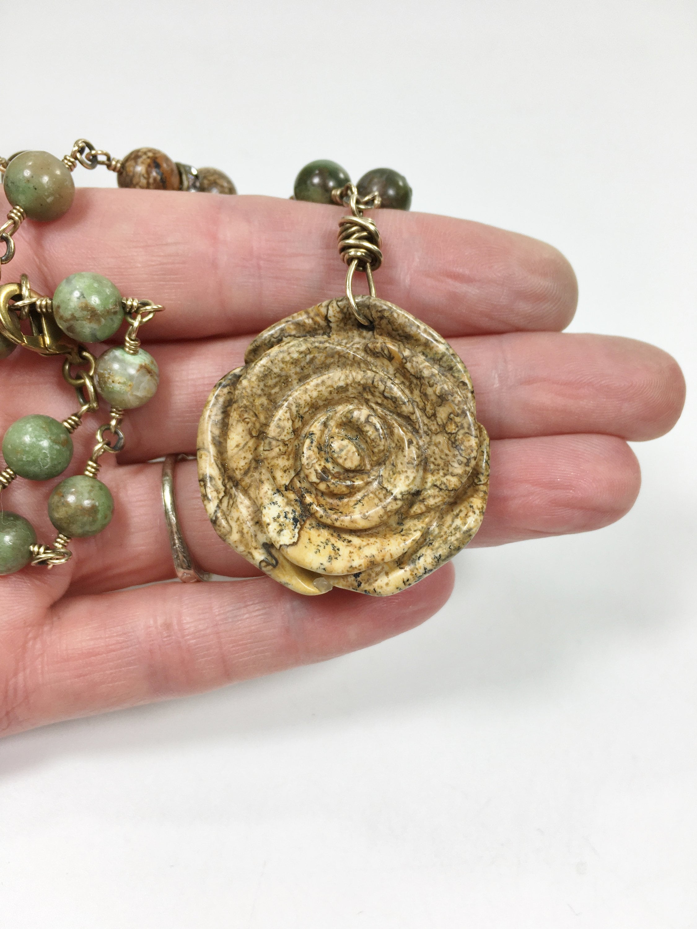 Earthy Statement Necklace Green Earth Tones Gemstone Beaded | Etsy