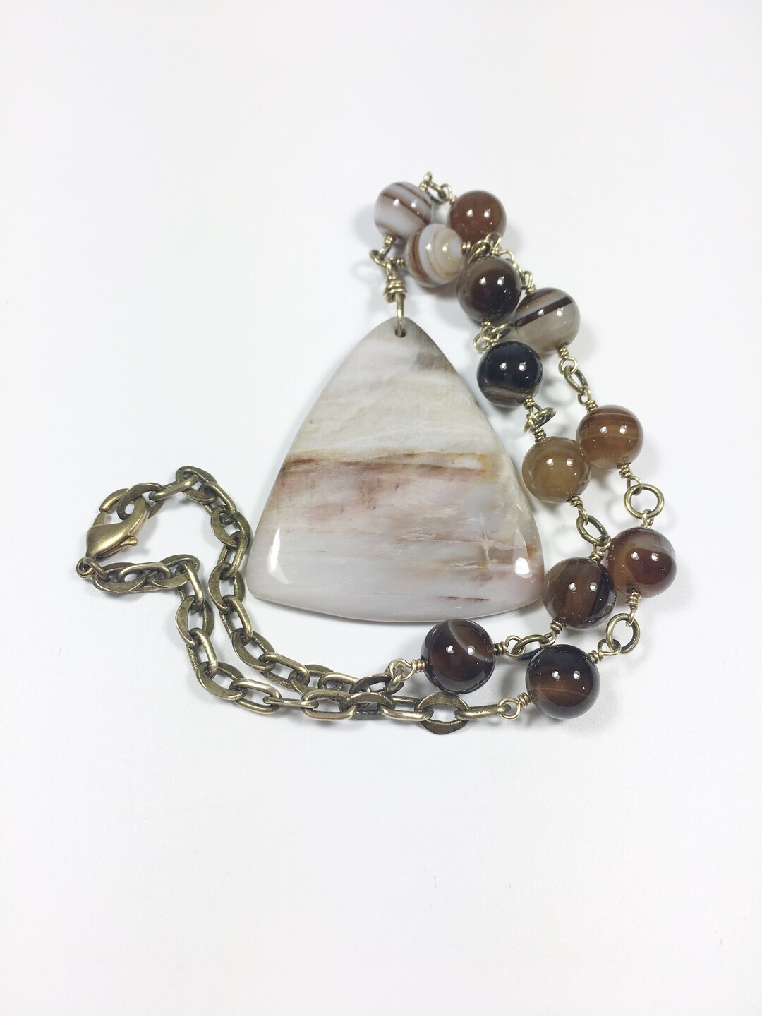Bold Chunky Taupe Earth Tone Natural Stone Beaded Statement Necklace ...