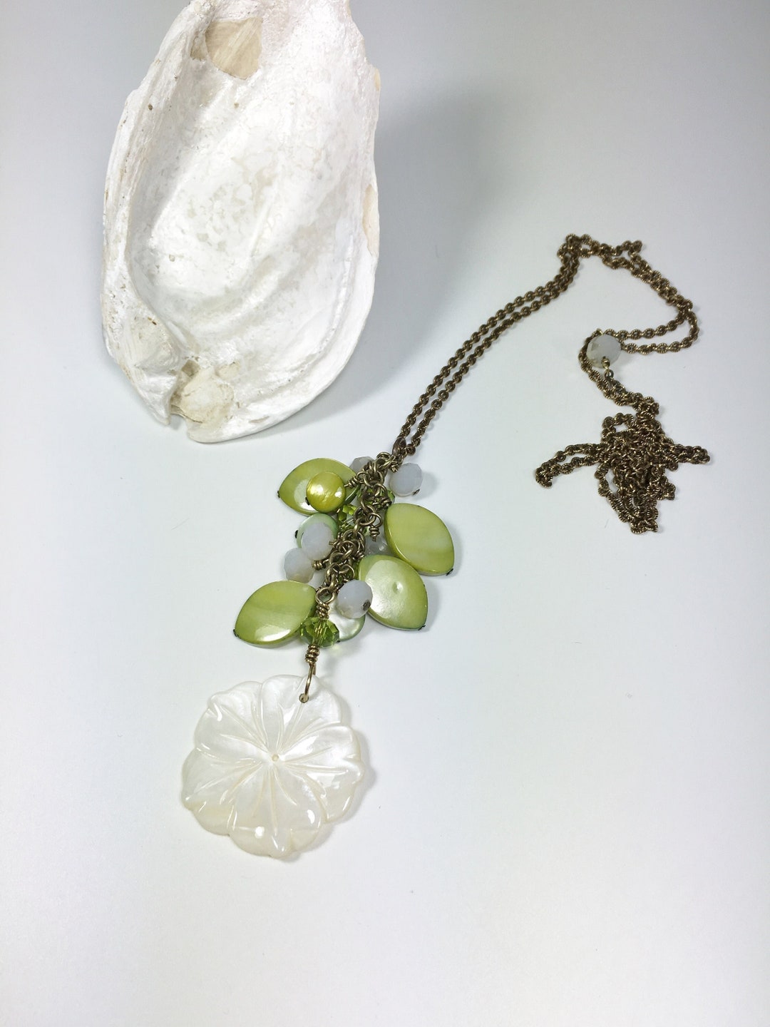 Long Large Flower Pendant Necklace, Colorful Spring Summer Jewelry for ...