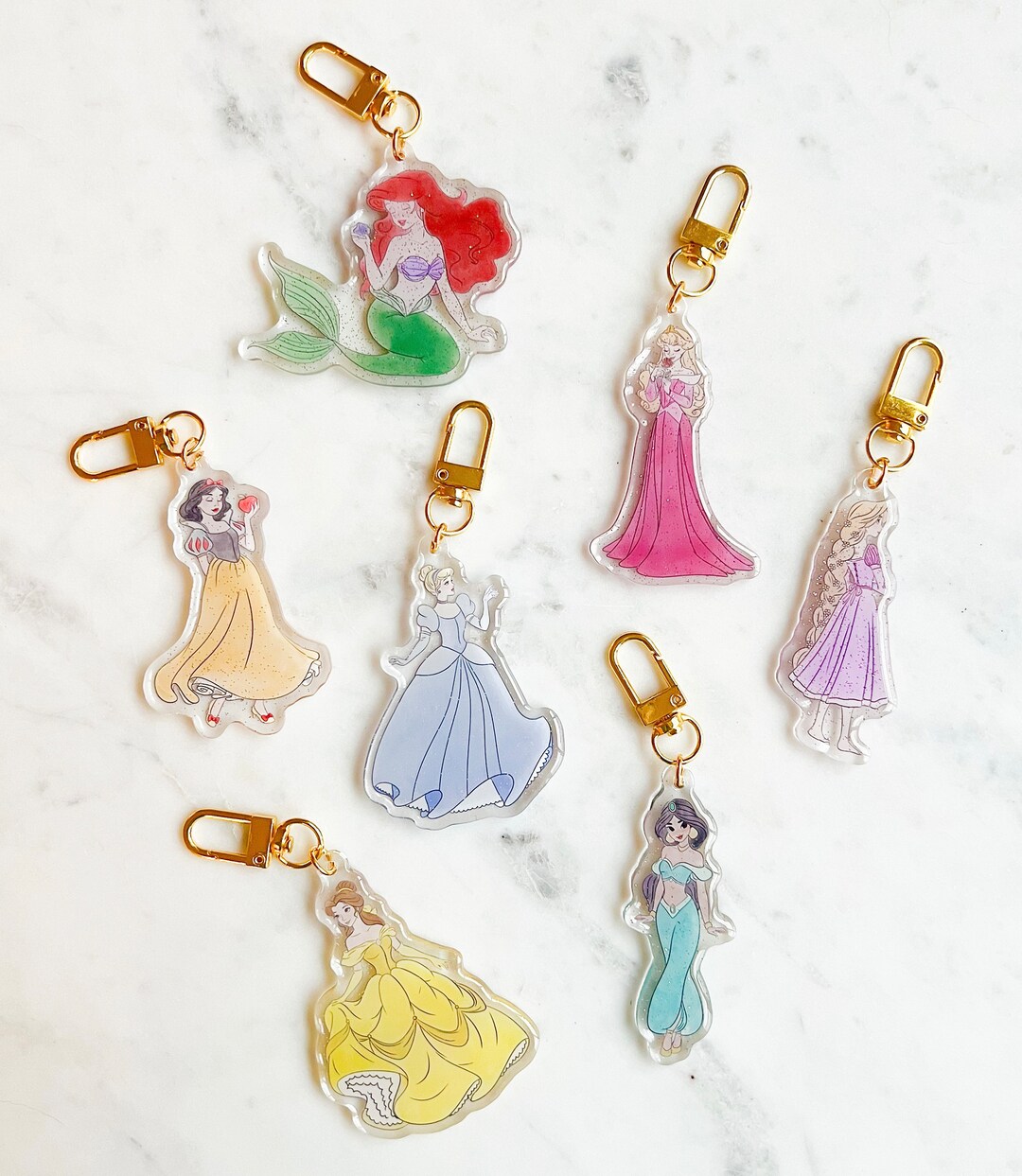 Princess Bag Charm Bundle // Princess Keychain // Theme Park Bag Charm ...