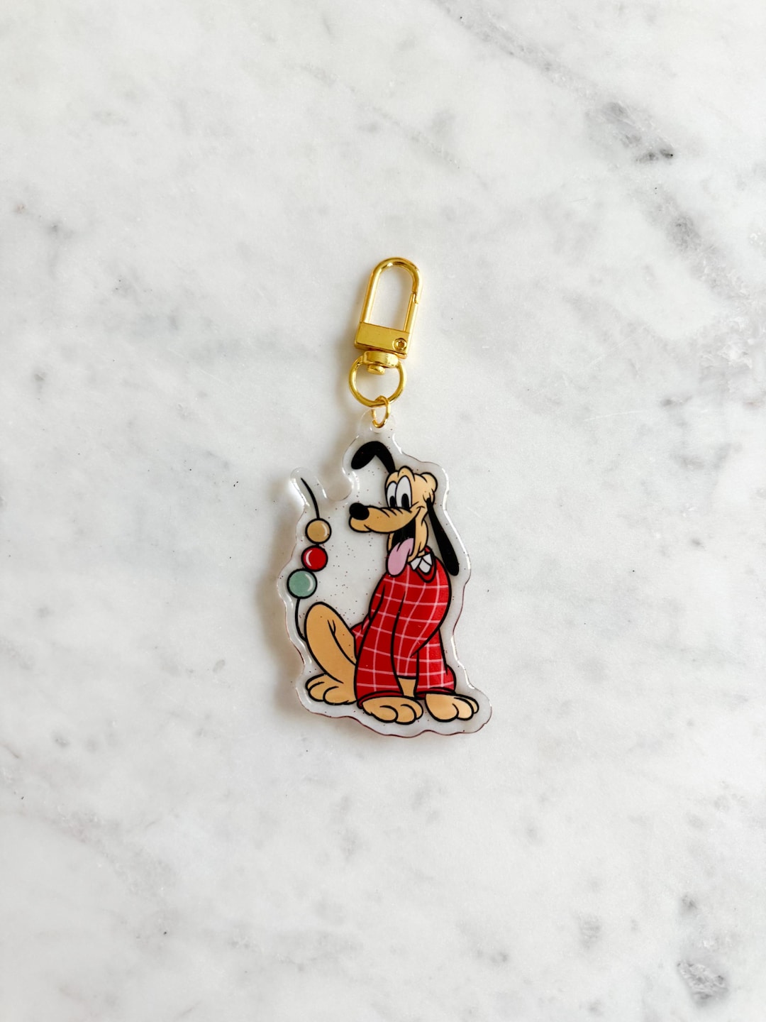 Christmas Pluto Bag Charm: Glitter Epoxy, Gold Hardware - Etsy